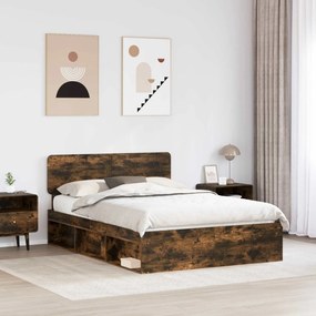 Rám postele Kouřový dub 140 x 200 cm Masivní borové dřevo 3412073
