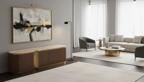 TV stolek Stilig ST916 200 cm ořech/travertin/zlatý