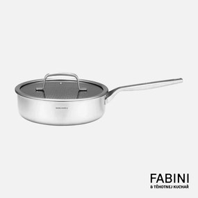 Fabini Hluboká pánev FABINI & Těhotnej kuchař 2.0, Ø 24 cm (2,5 l) - Nerezová beznýtová pánev s hybridním keramickým povrchem z vícevrstvé nerezové oceli s poklicí