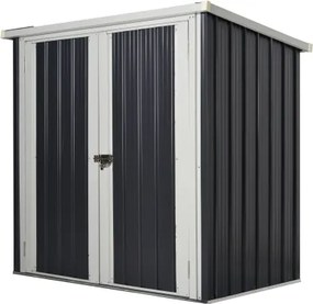 Outsunny Zahradní Kůlna 1,26 m² 147x86x134 cm Kovová Zahradní Kůlna se 2 Dveřmi a Zámkem pro Úložiště Nářadí na Terase Černá