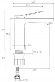 Invena Paros, umyvadlová baterie, černá matná, BU-09-004-A