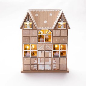 Dřevěný LED adventní kalendář s šuplíčky DOMEK