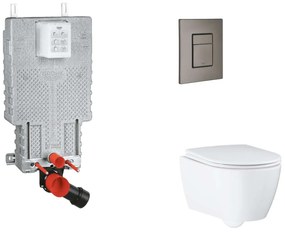 Grohe Uniset - Set předstěnové instalace, klozetu, sedátka SoftClose a tlačítka Skate Cosmopolitan, kartáčovaný Hard Graphite SANI15BB5111