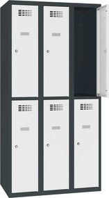 MALOW Šatní skříň dělená Sus 332 W šířka 900 mm [světle šedá, světle šedá, cylindrický zámek]