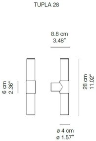 Quadrifoglio Group K27PAE0L00 Tupla 28, koupelnové svítidlo z hliníku, 2x4,3W LED 2700K, výška 28cm, IP44