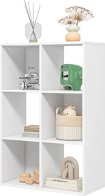HOMCOM Knihovna Cube s 6 policemi, Organizér pro úložný prostor v rustikálním designu, Moderní dřevěná knihovna pro dětský pokoj, pracovnu, kancelář,