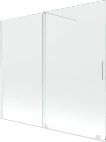Mexen Velar, 2-křídlová posuvná vanová zástěna 180 x 150 cm, 8mm čiré sklo, bílý profil, 896-180-000-01-20