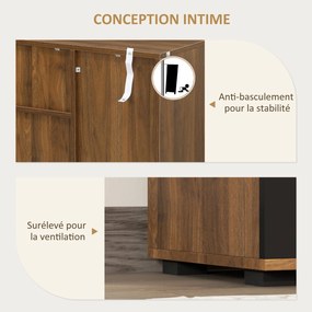 HOMCOM Hnědý a Černý Kufenický Úložný Kabinet s 4 Skříňkami, Zásuvkami a Nastavitelnými Policemi, Rozměry 120 x 35 x 85 cm
