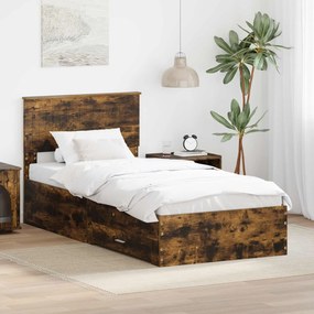 Rám postele s čelo Kouřový dub 90 x 190 cm Kompozitní dřevo 3410953