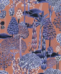 Hnědo-modrá vliesová tapeta na zeď, stromy, SUM005, Summer, Khroma by Masureel