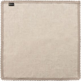 Krajkový ubrousek 1 ks. 48x48 barva béžová látka poloprůhledná, pletený vzor, lněná