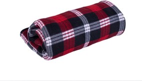 Deka Fleece červená karo 150x200cm TiaHome