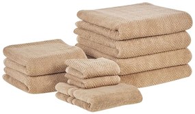 Sada 9 bavlněných ručníků béžové MITIARO Beliani