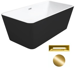 Besco Akrylátová volně stojící vana Evita BW 160x80 Barva: Bílá/černá, Rozměry (cm): 160x80, Typ a barva výpustě: Click-Clack s přepadem, zlatá