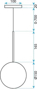 Toolight Rea, Skleněné kulové závěsné stropní svítidlo 15cm APP1682-1CP, OSW-04302