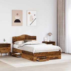 Rám postele s čelo Staré dřevo 120 x 190 cm Kompozitní dřevo 3413227