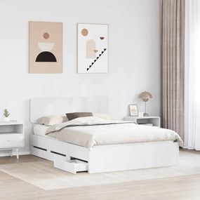 Rám postele se zásuvkou Bílá 140 x 190 cm Dřevěný materiál 3412185
