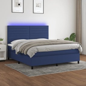 Box spring postel s matrací a LED modrá 160x200 cm textil 3134971