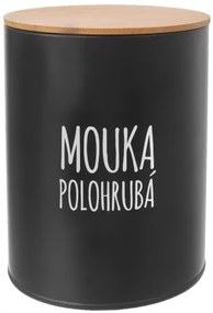 German Dóza BLACK s nápisem MOUKA POLOHRUBÁ / pr. 13 cm / černá