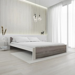 Postel IKAROS 140 x 200 cm, bílá/dub lanýž Matrace: Matrace Coco Maxi 20 cm, Rošt: Bez roštu