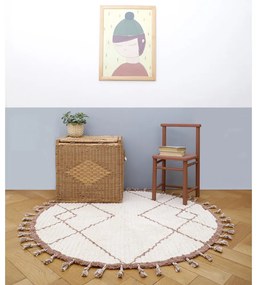 Bílo-hnědý bavlněný ručně vyrobený koberec Nattiot Come, ø 120 cm