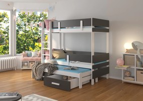 ADRK Furniture Patrová postel třílůžková s matracemi ETAPO 180x80