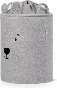 Sipo Premium Bouclé se šňůrkou Bear šedá / Koš na hračky / 43 l