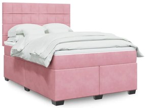 Box spring postel s matrací růžová 140x190 cm samet 3293211