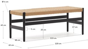 Hnědá dubová lavice Kave Home Zaide 120 cm