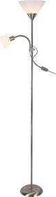 Rabalux Chromová stojací lampa Action s bílými stínidly pro žárovky E27+E14 4064