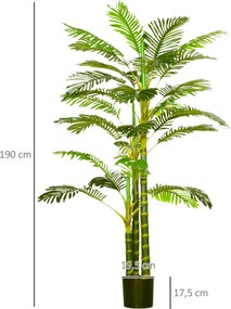 Umělá palma HOMCOM 190 cm, umělá rostlina v květináči, plastová umělá palma, dekorativní umělá rostlina do obývacího pokoje, ložnice, kanceláře nebo …