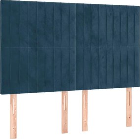 Box spring postel s matrací tmavě modrá 140x200 cm samet 3137969