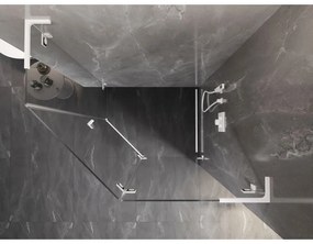 Mexen Lunar, L pravý výklopný pětiúhelníkový sprchový kout 100 x 80 cm, 8mm čiré sklo, bílý profil, 831L-100P-080L-20-00-P