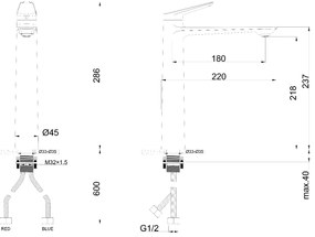 Gamma Evo, vysoká umyvadlová baterie h-286, bílá matná, GMA-BEUW-WH