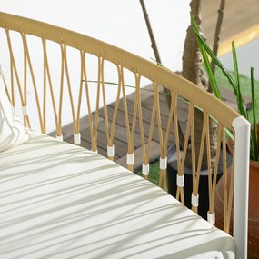 Outsunny 3dílná sada zahradního nábytku z umělého ratanu se 2 zahradními židlemi a konferenčním stolkem, balkónový nábytek s polštáři, na balkon a te…