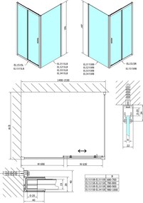 Polysan EASY BLACK sprchové dveře 150 x 190 cm čiré sklo EL1515B