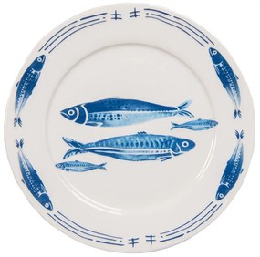 Porcelánový jídelní talíř  s rybkami  Fish Blue – 26x2 cm