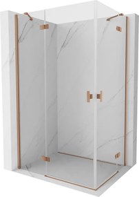 Mexen Mist-H Duo, 2-křídlý ​​výklopný sprchový kout 85 x 75 cm, čiré sklo, měděný matný profil, 8A5-085L-075P-65-00
