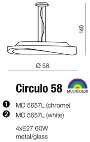 Retro lustr Circulo 58 bílé