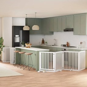 Zábrana pro psy s dvířky skládací 12 panelů bílá 960 cm topol 3155680