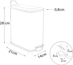 Erga Moby, obdélníkový odpadkový koš 5l na postavení, Soft-Close zavírání, černá matná-přírodní hnědá, ERG-YKA-CH.MOBY-5-BLK