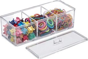 5Five® Průhledný box s víkem Selena, 3 přihrádky, 22,8 x 9,5 x 8,3 cm