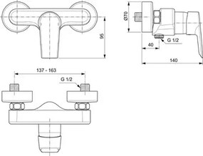 Ideal Standard Tesi - Sprchová baterie | chrom