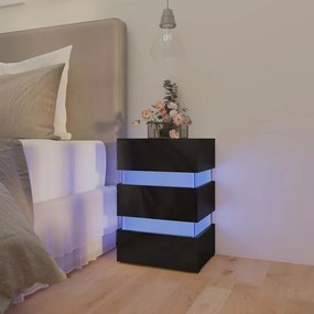 Noční stolek s LED lesklý černý 45x35x67 cm kompozitní dřevo 326847