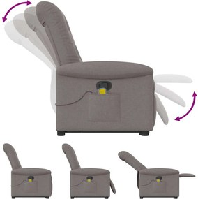 Zvedací masážní polohovací křeslo taupe textil 3303271