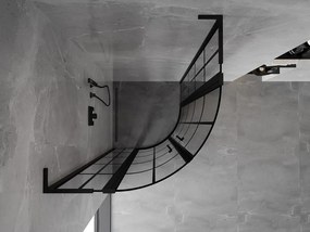 Mexen Mist L, čtvrtkruhový sprchový kout s 2-křídlými dveřmi, 90 x 90 cm, 8mm čiré sklo, černý profil, 8A32L-090-090-70-77