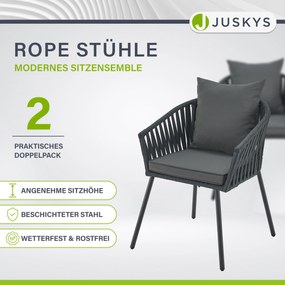 Juskys Zahradní křesla s provazovým výpletem, 2 kusy Barva: světle šedá