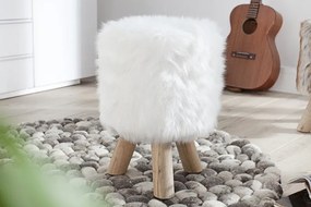 Deflee taburet SIT WHITE TAB36494teakové dřevo, akryl  výška 45 cm, průměr 30 cm