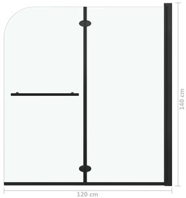 vidaXL Marketos Skládací sprchový kout se 2 panely ESG 120 x 140 cm černý