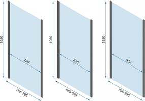 Rea Rapid Swing, 3-stěnový sprchový kout 100 (dveře) x 100 (stěna) x 100 (stěna) x 195 cm, 6mm čiré sklo, zlatý lesklý profil, KPL-09400